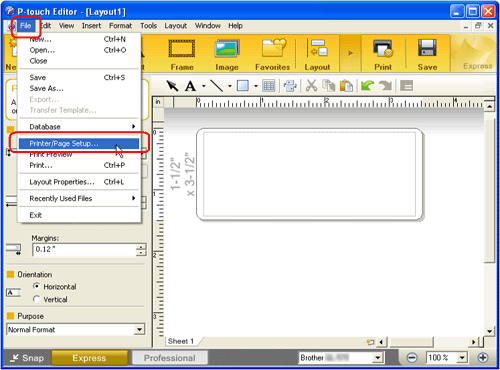 无法选择色带宽度。只有标准纸张大小可以选择。 (P-touch Editor 5.1 Windows 用户)